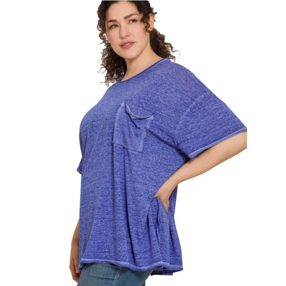 Zenana Outfitters | Tops | Zenana Plus Size Oversized Melange Burnout ...